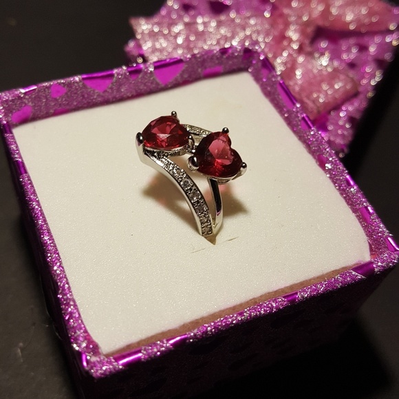 Jewelry | Ruby Twin Crystal Hearts Ring 6 | Poshmark